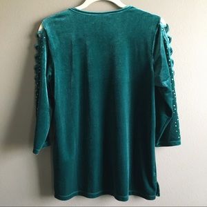 Quacker Factory | Tops | Quacker Factory Emerald Embellished Velvet Top ...